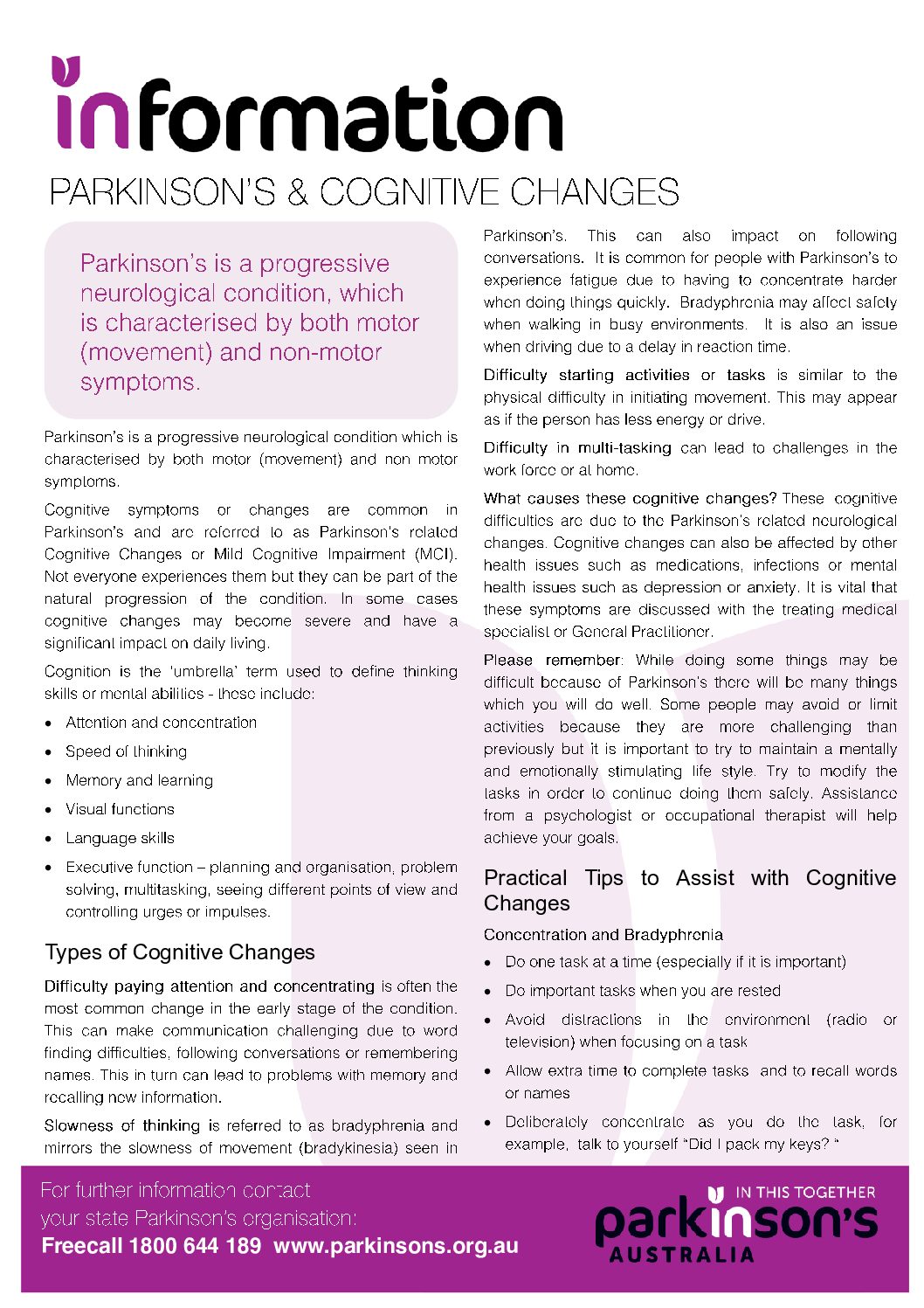 Information-Sheet-2.19-Parkinsons-and-Cognitive-Changes | Parkinsons NSW