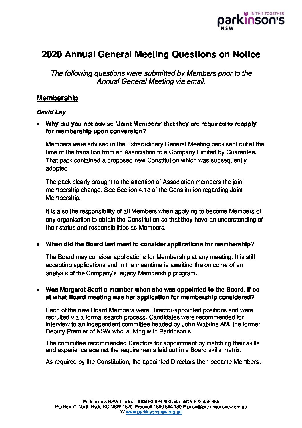 2020-AGM-Questions-on-Notice | Parkinsons NSW