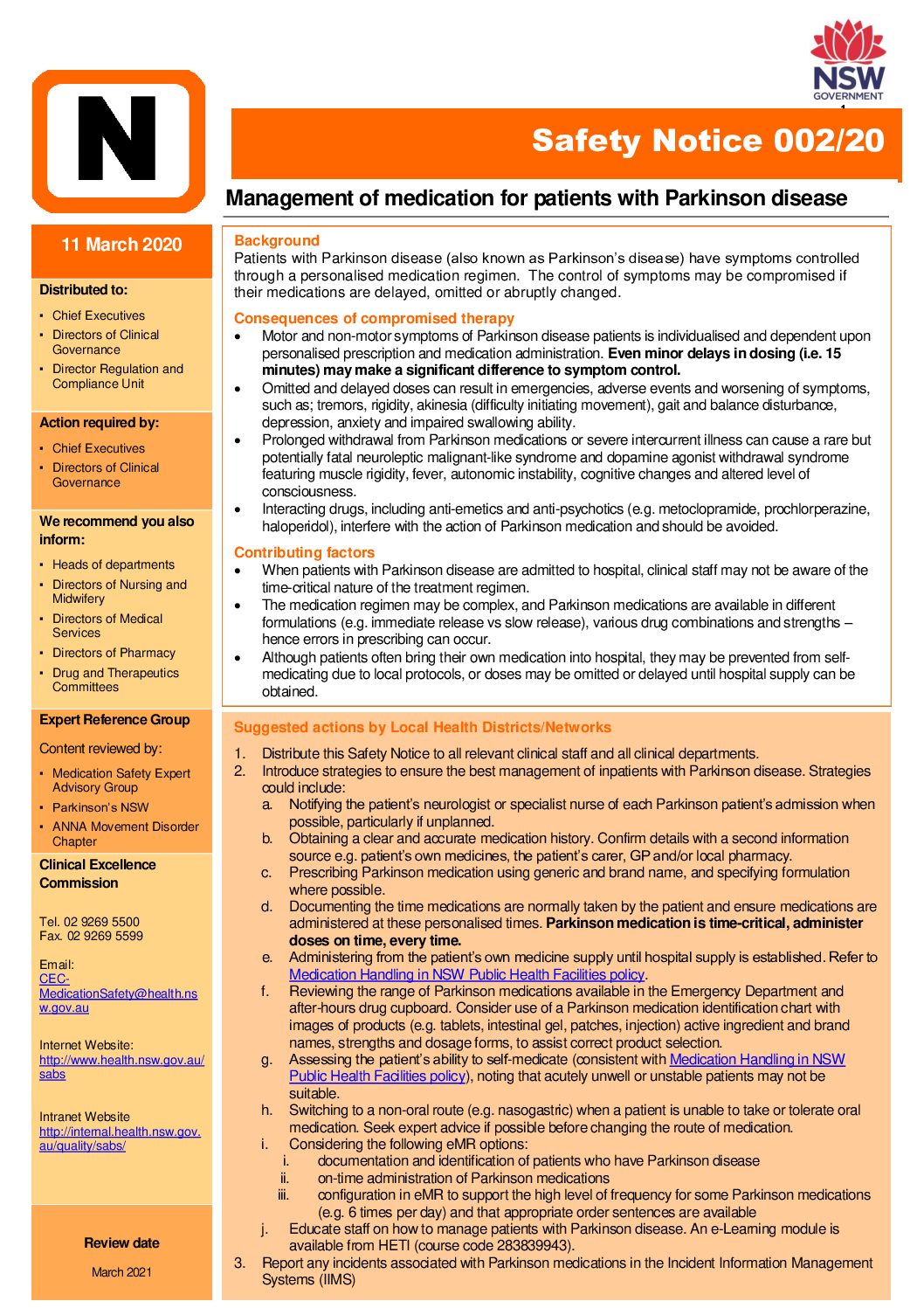 Graphic-for-Health-Safety-Notice-Story | Parkinsons NSW