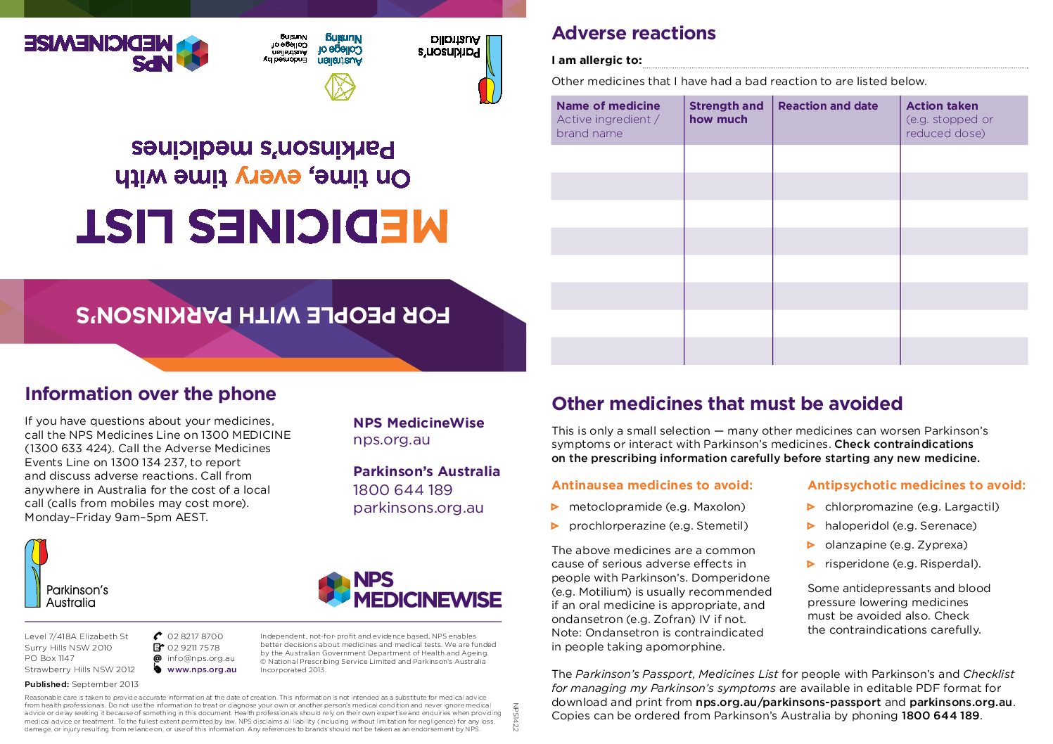 Med-List | Parkinsons NSW