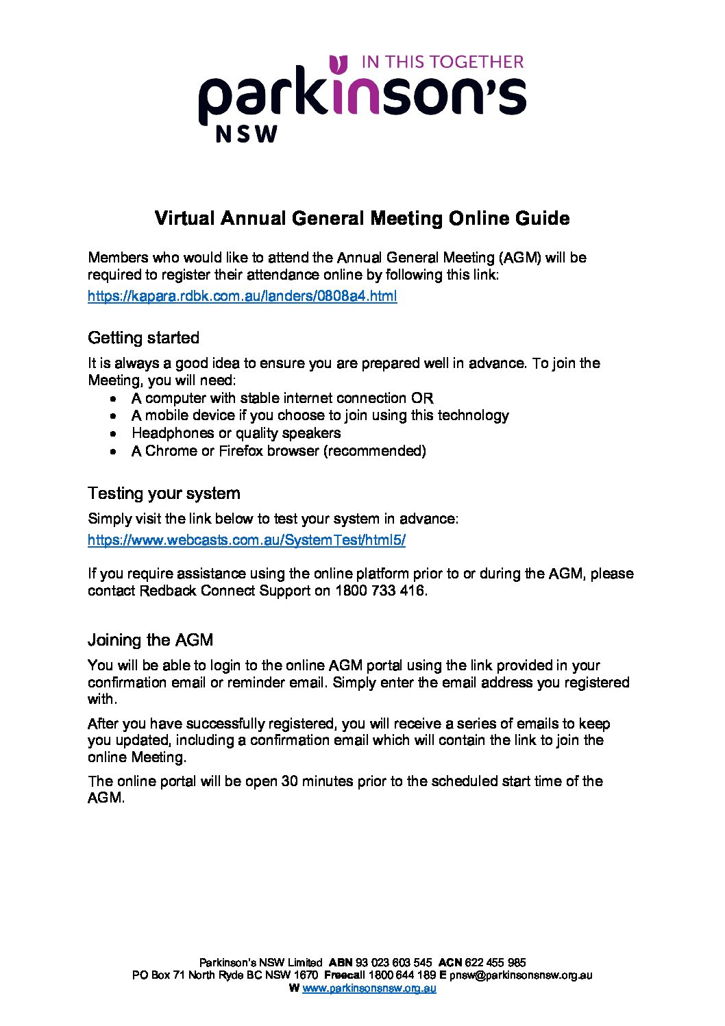 Virtual AGM Online Guide 2021 FINAL | Parkinsons NSW